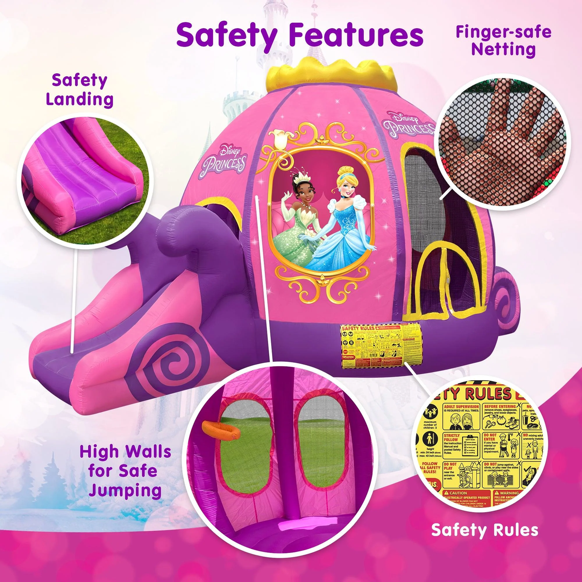 Disney Princess Inflatable Bounce House, Indoors, Outdoors, Ball Pit ...