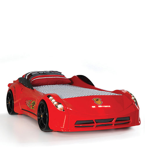 Ferrari Spyder Kids Car Bed - Twin Size Furniture - Remote, LED Lights